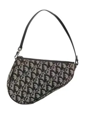 Dior Mini Saddle Patterned Shoulder Bag - Black