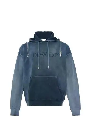 Off-White Cotton Hoodie - Blue