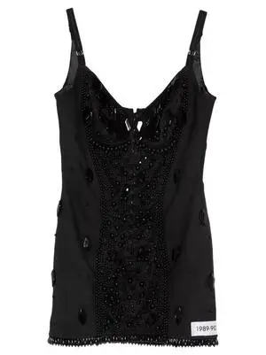 Dolce & Gabbana Sleeveless Embroidered Mini Dress - Black
