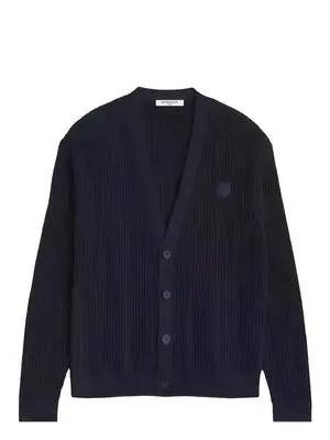 Maison Kitsuné Textured Logo-patch Cardigan - Blue