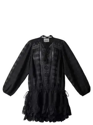 MARANT ETOILE Lace Ruffled Preya Dress - Black