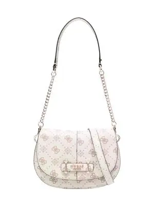 Guess Carrie Logo-plaque Chain Shoulder Bag - Neutrals