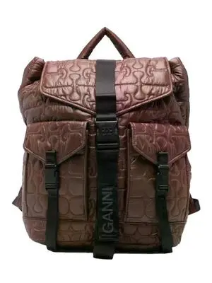 GANNI Quilted-design Backpack - Brown