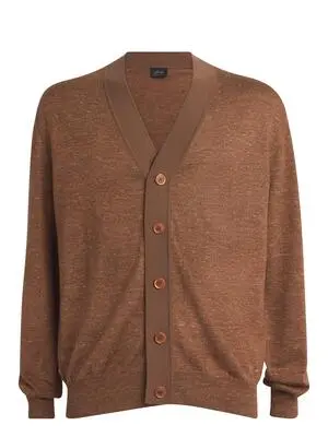 Brioni Cashmere-silk-hemp V-neck Cardigan - Brown
