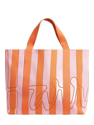 Harrods Cotton Stripe Logo Tote Bag - Pink
