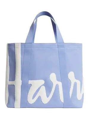 Harrods Cotton Logo Tote Bag - Blue