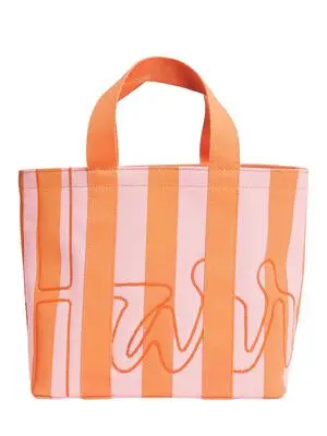 Harrods Mini Striped Cotton Logo Tote - Pink