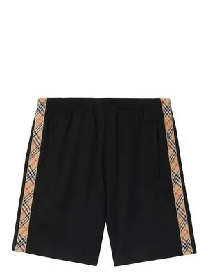 Burberry Check Trim Cotton-blend Jersey Shorts - Black