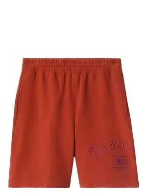 Burberry Gothic Logo Cotton Shorts - Fire Orange