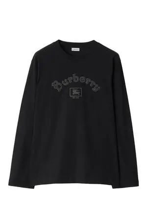 Burberry Long-sleeve Gothic Logo Cotton T-shirt - Black