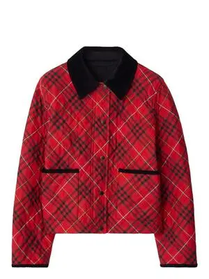 Burberry Cropped Check Quilted Jacket - Poppy Red