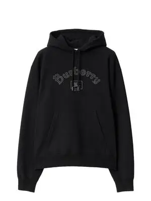 Burberry Gothic Logo Cotton Hoodie - Black