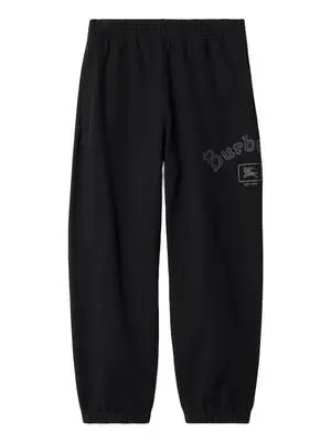 Burberry Gothic Logo Cotton Jogging Pants - Black