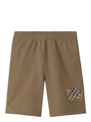 Burberry Equestrian Knight Check Cotton Shorts - Clay Brown