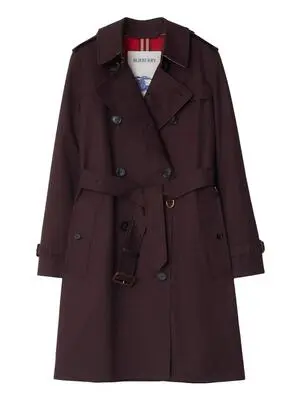 Burberry Mid-length Gabardine Kensington Trench Coat - Wine Red