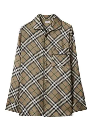 Burberry Check Silk Pyjama Shirt - Linden Beige