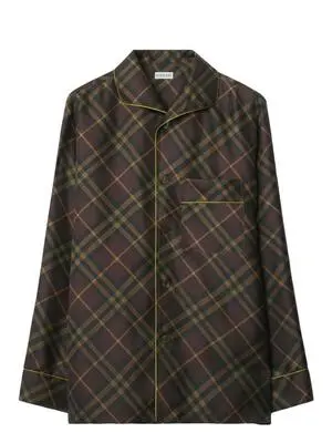 Burberry Check Silk Pyjama Shirt - Truffle Brown
