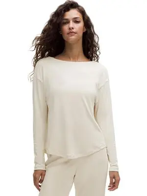 Lululemon Drapey Softstreme Boatneck Long-sleeve Shirt - Light Ivory