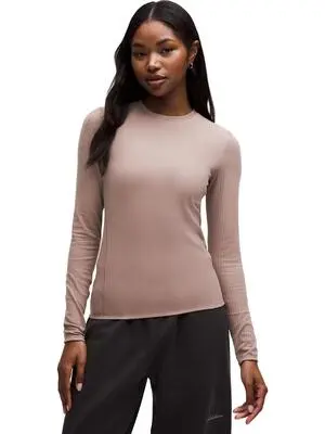 Lululemon Wundermost Ultra-soft Ribbed Nulu Crewneck Long-sleeve Shirt - Ashen Rose
