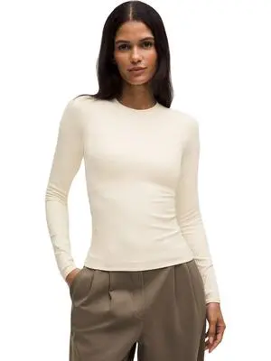Lululemon Wundermost Ultra-soft Ribbed Nulu Crewneck Long-sleeve Shirt - Coconut Ivory
