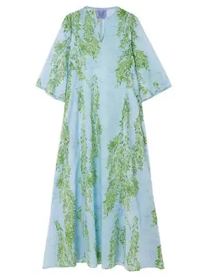 Thierry Colson Rachel Printed Cotton-voile Kaftan - Blue