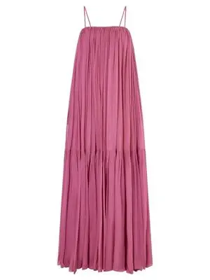 Chloé Tiered Pleated Silk-chiffon Maxi Dress - Pink