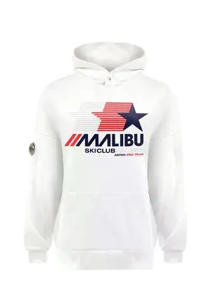 MALIBU Graphic Print Racer Hoodie - White
