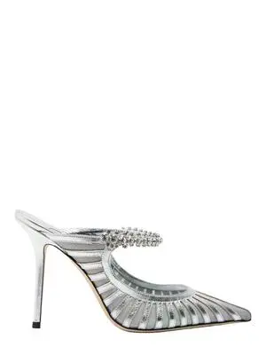 JIMMY CHOO 100mm Bing Mules - Silver