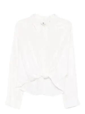 Denimist Knot-front Long-sleeve Shirt - White