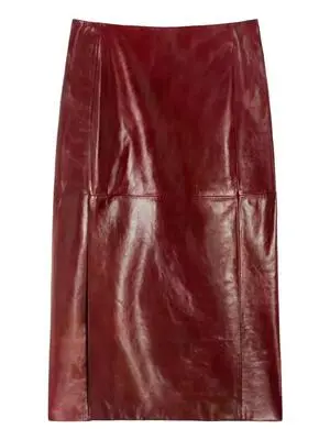 Sportmax Slit-detail Leather Midi Skirt - Red
