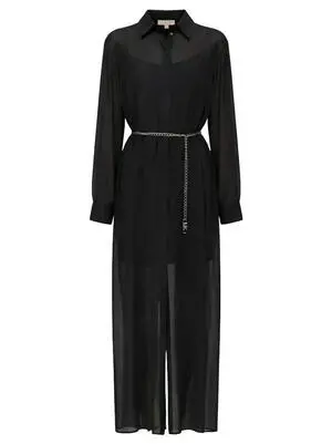 Michael Kors Long-sleeve Midi Shirt Dress - Black