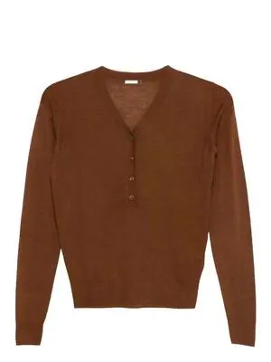 JOSEPH Gillies Cashmere Button-up Sweater - Brown