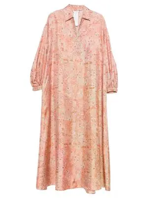 Max Mara Embellished-collar Printed Dress - Pink