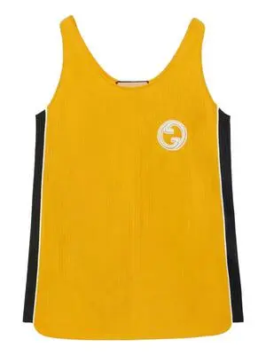 Gucci Logo-embroidered Tank Top - Yellow