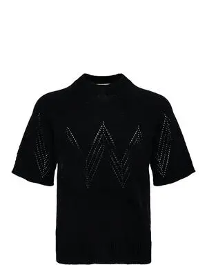 JIL SANDER Perforated Cotton T-shirt - Black