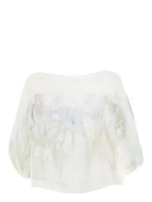 Alberta Ferretti Floral Silk Top - White