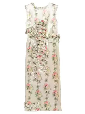 MERYLL ROGGE Ruffled Floral-print Midi Dress - Neutrals