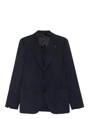 LARDINI Button Pin Virgin-wool Jacket - Blue