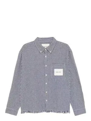 BRAM’S FRUIT Gingham-pattern Frayed Shirt - Black