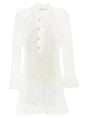 SELF-PORTRAIT Ruffled Button Mini Dress - White