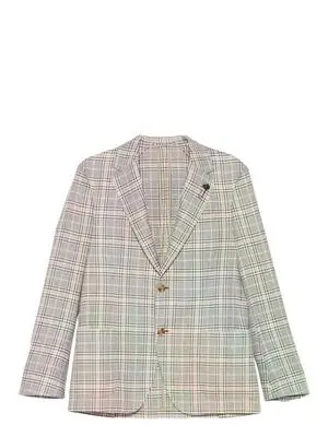 LARDINI Checked Single-breasted Jacket - Neutrals