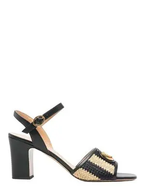 Valentino Garavani Vlogo Raffia Sandals - Black