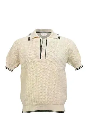 Alexander McQueen Stripe-trim Knitted Polo Shirt - White