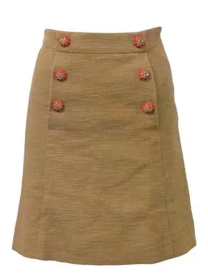 Dolce & Gabbana Floral-buttons A-line Skirt - Neutrals