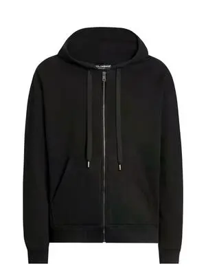 Dolce & Gabbana Zip-up Appliqué Hoodie - Black