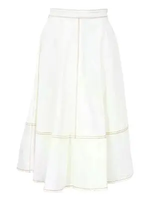Alexander McQueen Contrast-stitch Midi Skirt - White