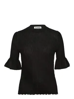 JIL SANDER Ruffled Short-sleeve T-shirt - Black
