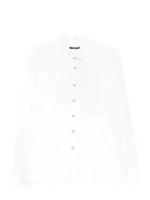 Balmain Striped Logo Button Shirt - White