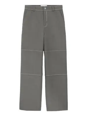Ami Contrast-topstitching Worker Trousers - Grey