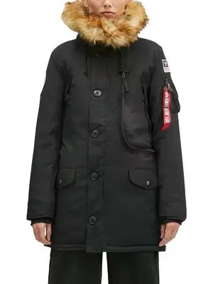 Alpha Industries Fur-trim Patch-detail Coat - Black